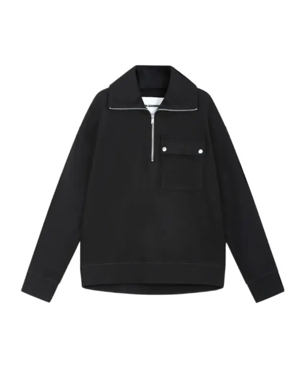 JIL SANDER Zip Front Felted Sweatshirt