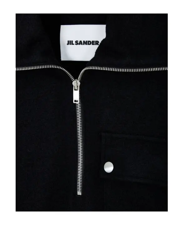 JIL SANDER Zip Front Felted Sweatshirt