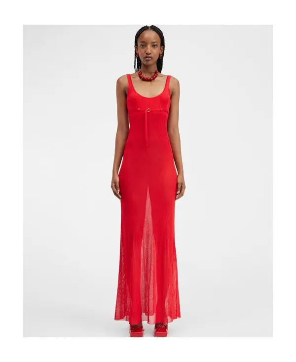 Jacquemus Belted Long Knit Dress - Red
