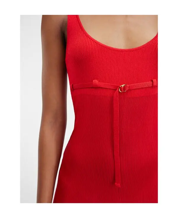 Jacquemus Belted Long Knit Dress - Red