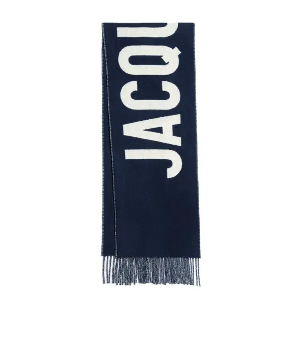Jacquemus Fringe Logo Scarf - Navy