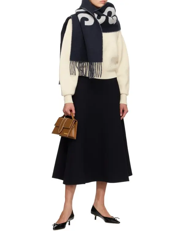 Jacquemus Fringe Logo Scarf - Navy