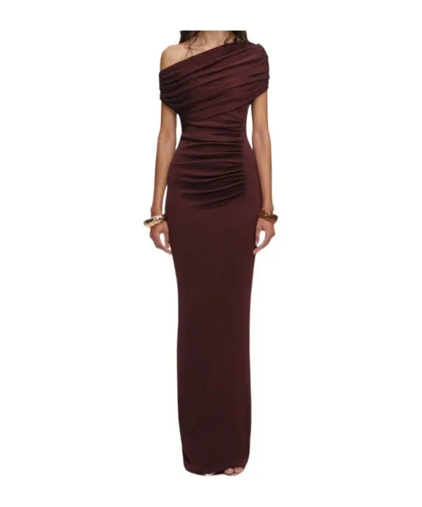 SELF-PORTRAIT Off-shoulder Ruched Midi Dress