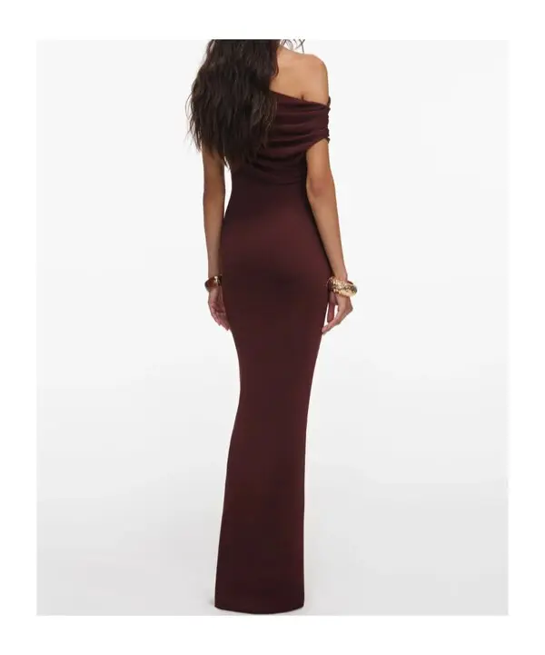 SELF-PORTRAIT Off-shoulder Ruched Midi Dress