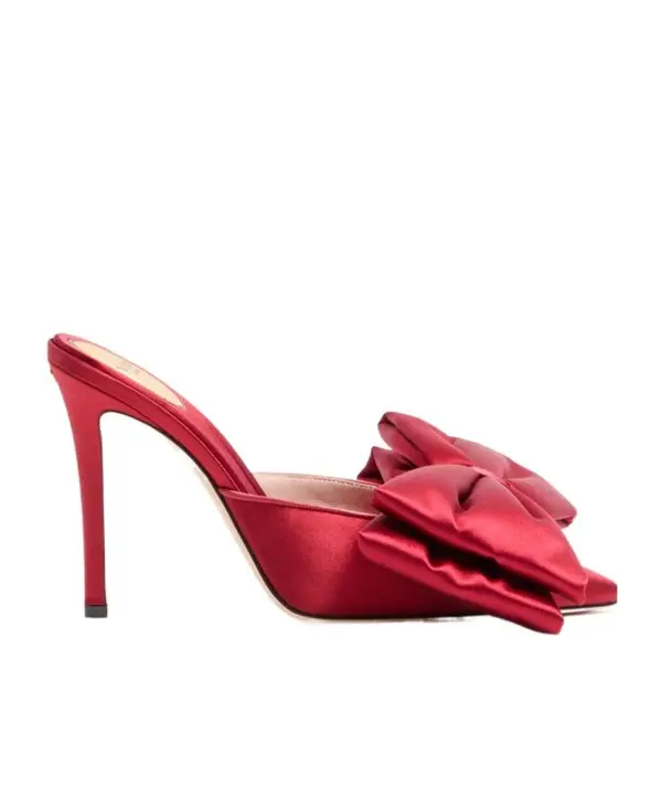 Valentino Garavani Yolande Satin Bow Detailed Mules - Red
