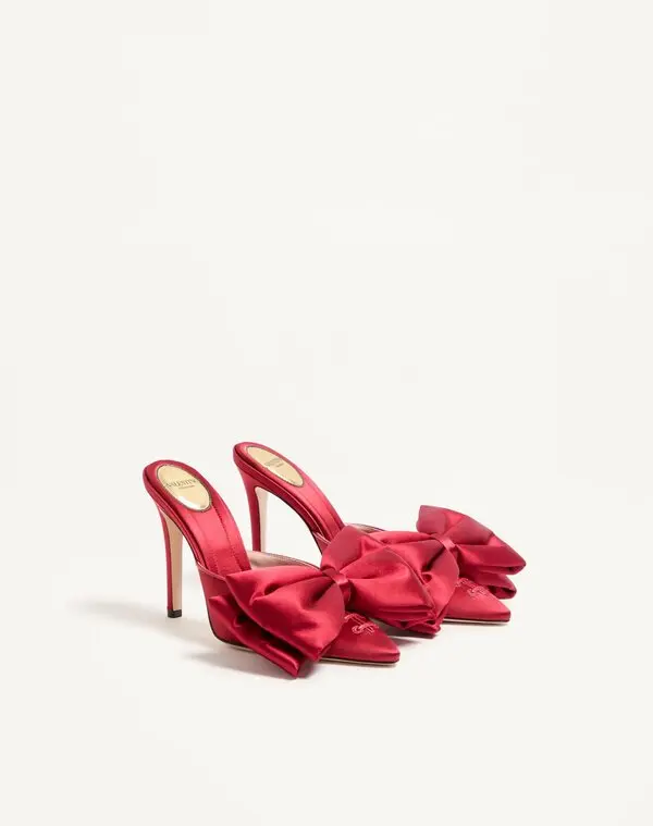 Valentino Garavani Yolande Satin Bow Detailed Mules - Red