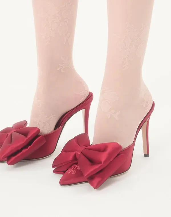 Valentino Garavani Yolande Satin Bow Detailed Mules - Red