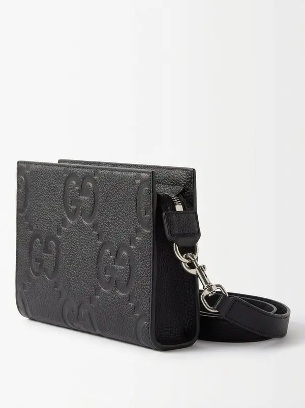 Gucci Jumbo Gg Embossed Shoulder Bag - Black