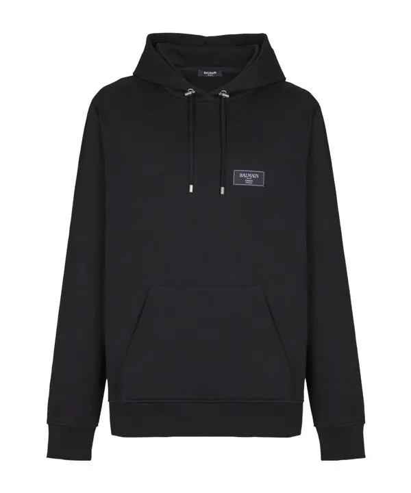 Balmain Logo Patch Drawstring Hoodie