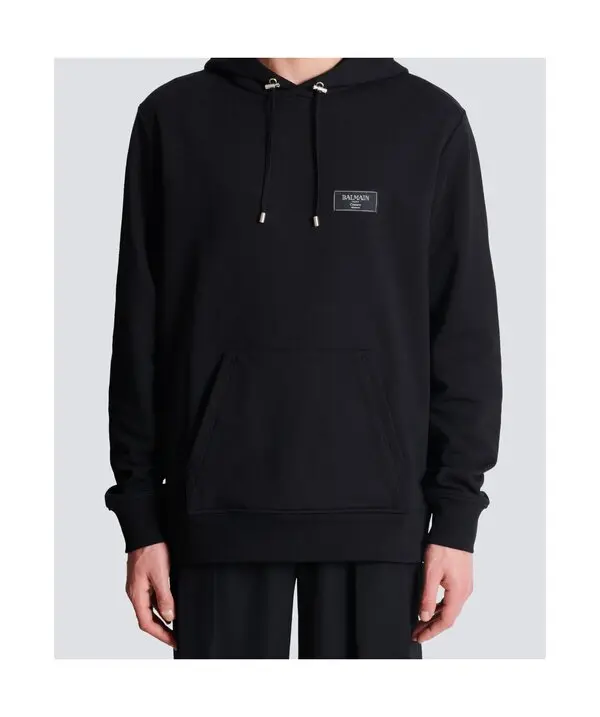 Balmain Logo Patch Drawstring Hoodie
