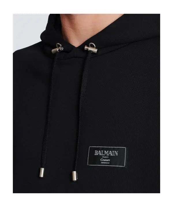 Balmain Logo Patch Drawstring Hoodie