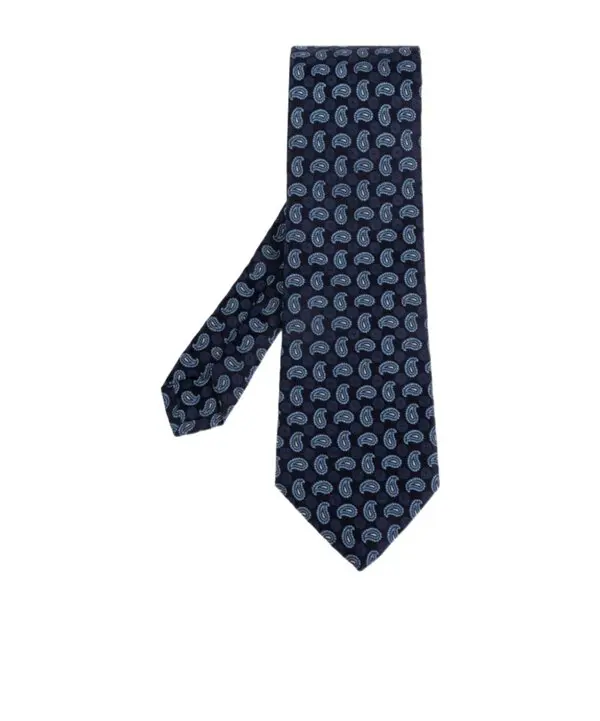 Etro Jacquard Paisley Neck Tie - Navy Blue