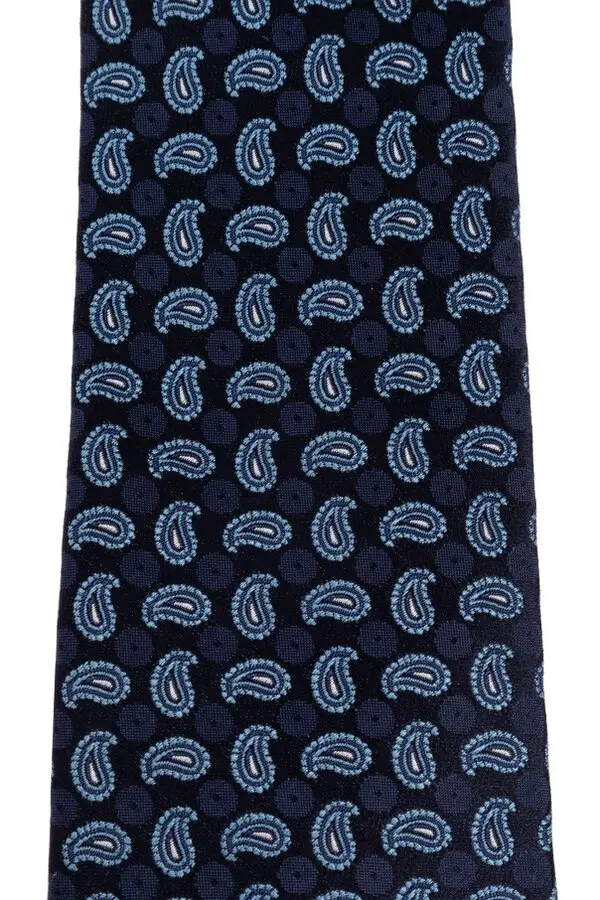 Etro Jacquard Paisley Neck Tie - Navy Blue