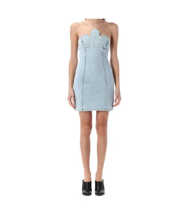 Coperni Mini Denim Dress - Nude