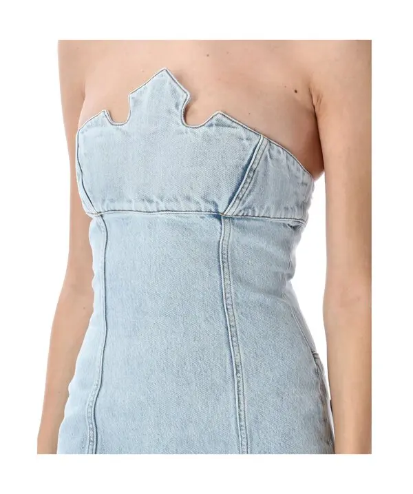 Coperni Off-the-shoulder Denim Mini Dress