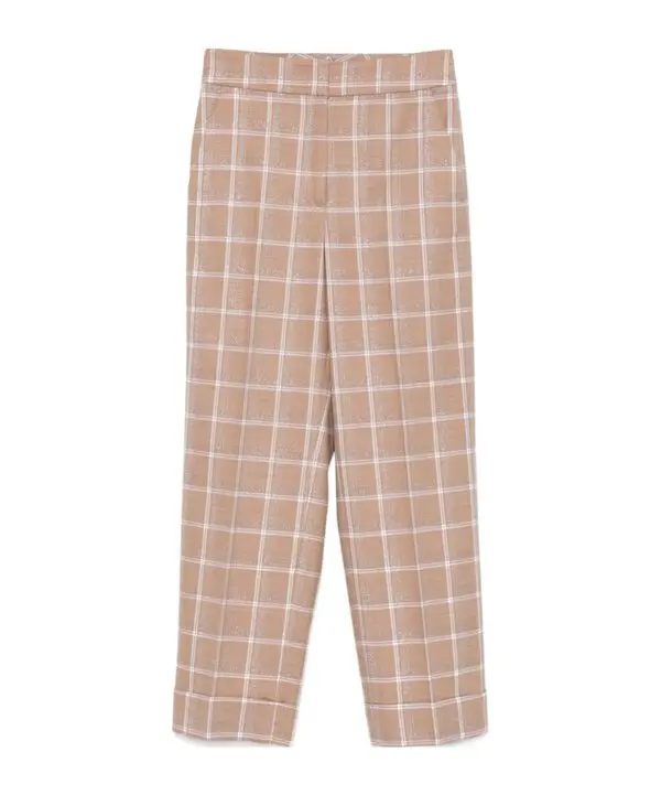 Peserico Checked Lurex-detail Trousers - Beige
