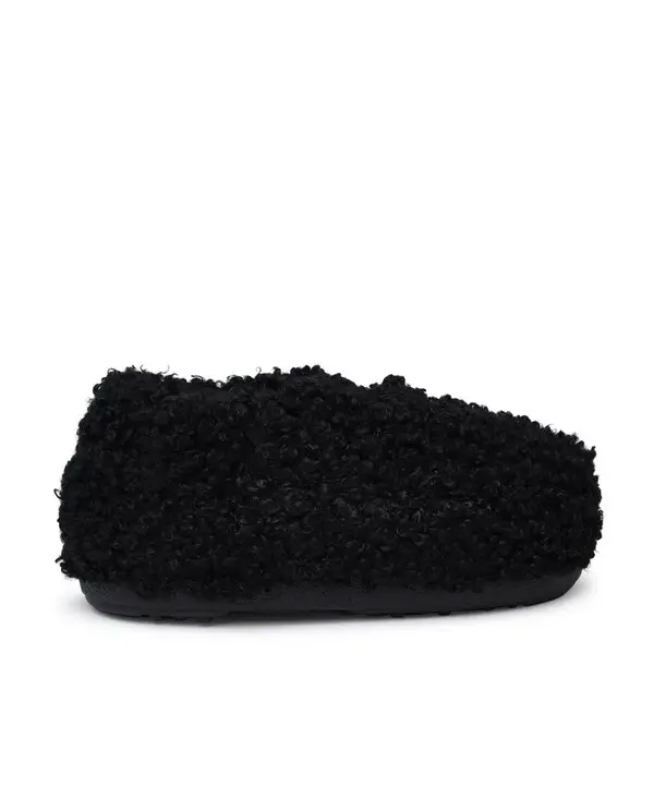 Moon Boot Faux Curly Slip-on Sandals - Black