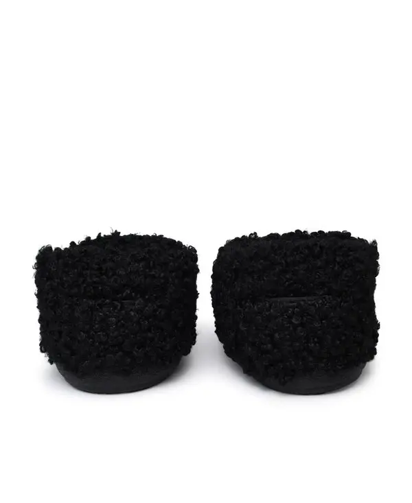 Moon Boot Faux Curly Slip-on Sandals - Black