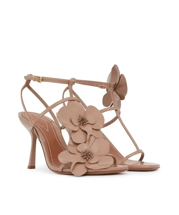 Zimmermann Floral Embellished Heeled Sandals - Biscuits