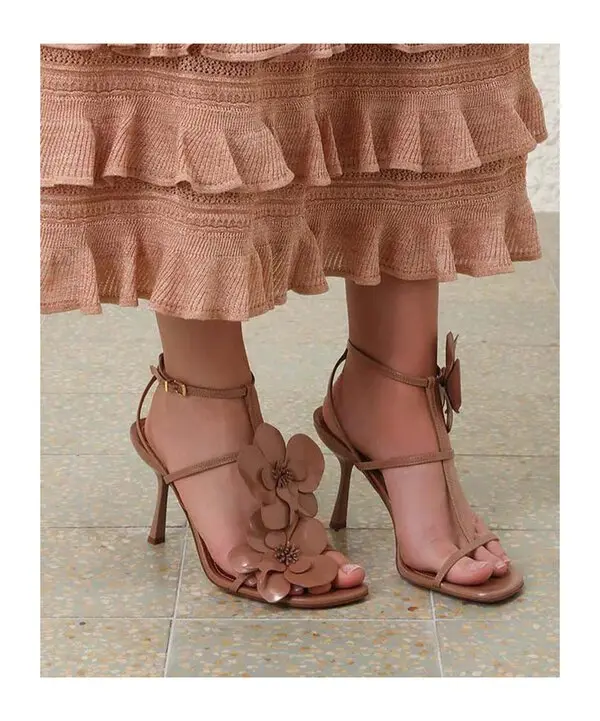 Zimmermann Floral Embellished Heeled Sandals - Biscuits