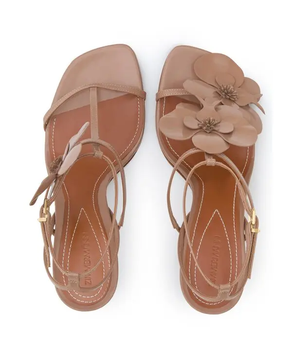 Zimmermann Floral Embellished Heeled Sandals - Biscuits