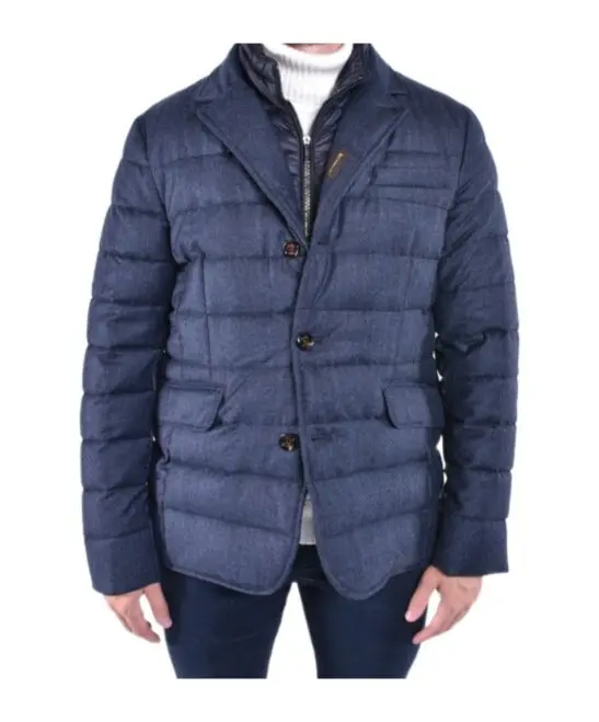 MOORER Down Jacket With Flap Pockets - Blue