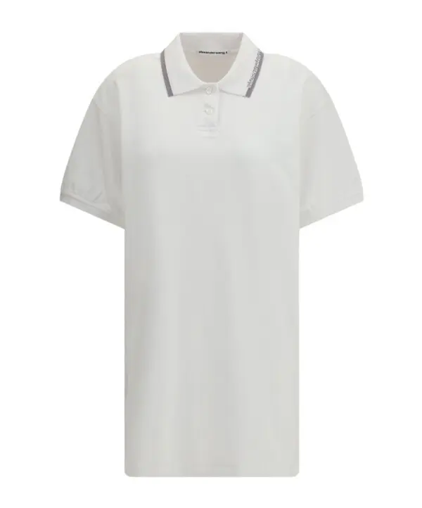 Alexander Wang Short Sleeve Polo Mini Dress - White