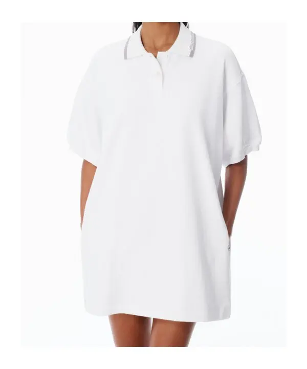 Alexander Wang Short Sleeve Polo Mini Dress - White