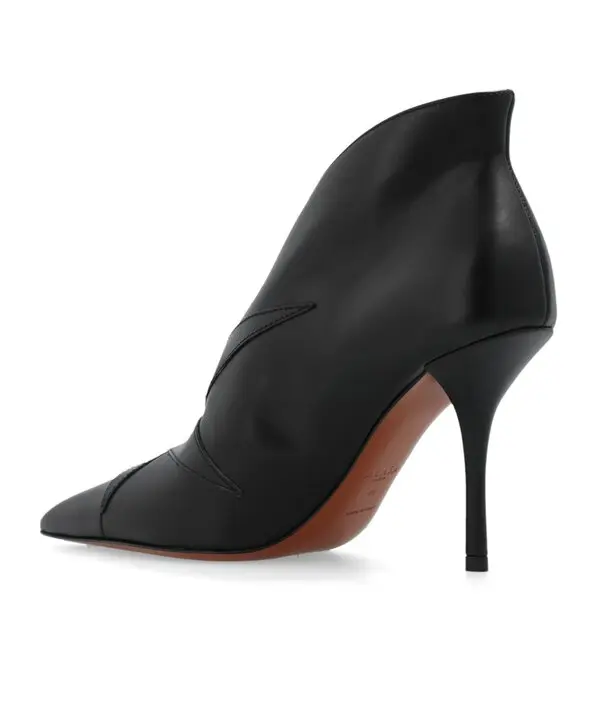 Alaïa Paneled Leather Pointed Toe Ankle Boots