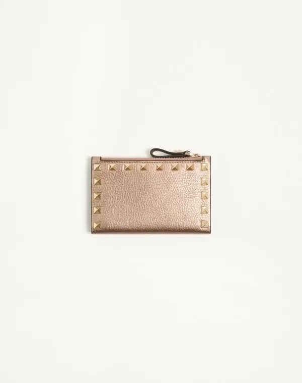 Valentino Garavani Rockstud Zip Detailed Wallet - Nude