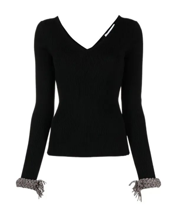 Giuseppe Di Morabito V-neck Knitted Top With Contrasting Cuffs