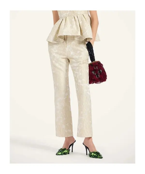La DoubleJ Jacquard Floral Tailored Trousers