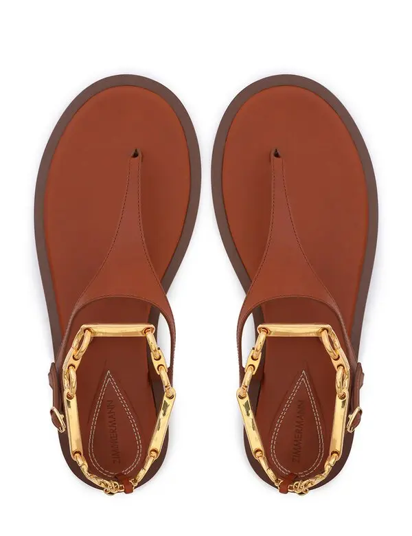 Zimmermann Chain-embellished Leather Sandals - Brown