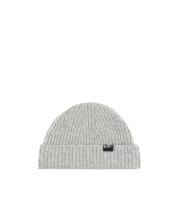 MAISON MARGIELA Ribbed Logo Patch Beanie - Gray