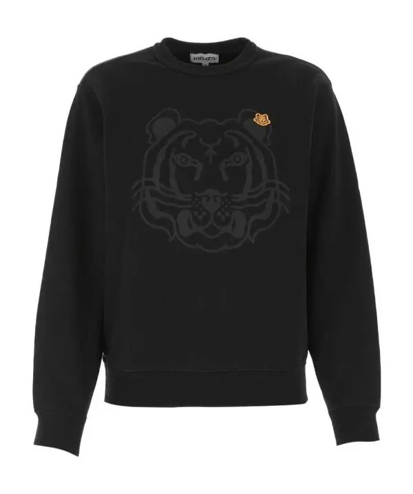 Kenzo Tiger Print Cotton Sweatshirt - Black