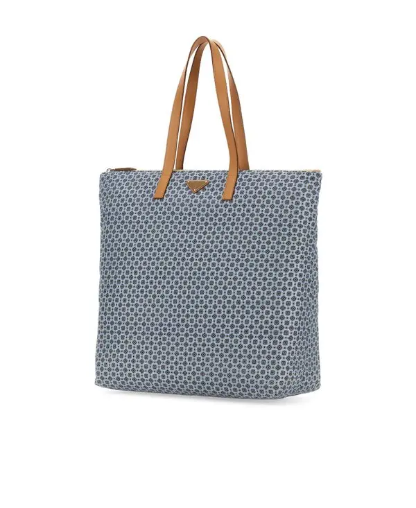 Prada Large Geometric Pattern Tote Bag - Gray