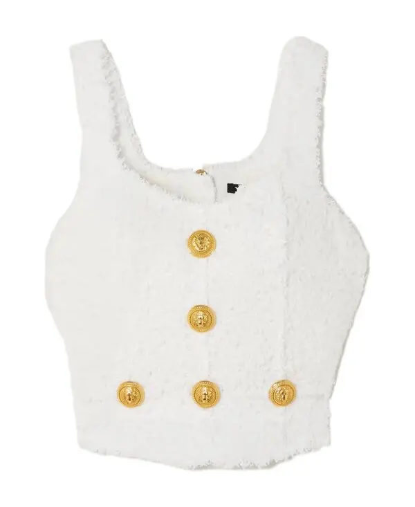 Balmain Textured Tweed Sleeveless Top