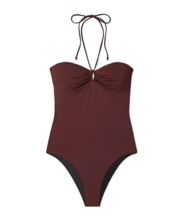 Tory Burch Ruched Halter One-piece Beachwear - Merlot