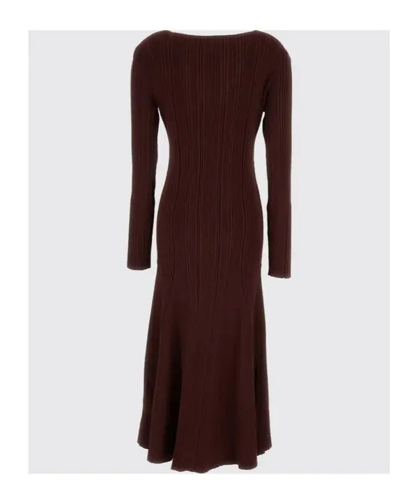 SELF-PORTRAIT Lace Trimmed Midi Dress - Brown