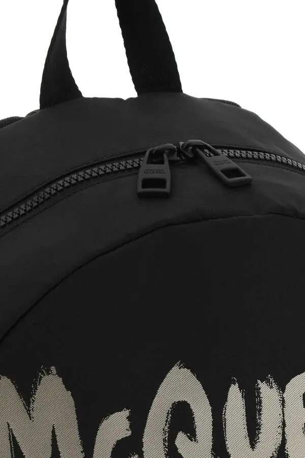 Alexander McQueen Graffiti Logo Backpack - Black