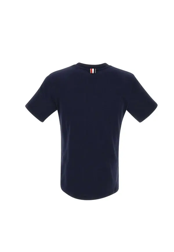 Thom Browne Crewneck T-shirt With Logo Label - No