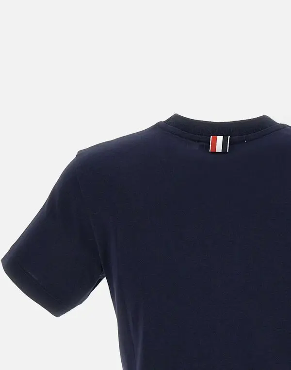 Thom Browne Crewneck T-shirt With Logo Label - No