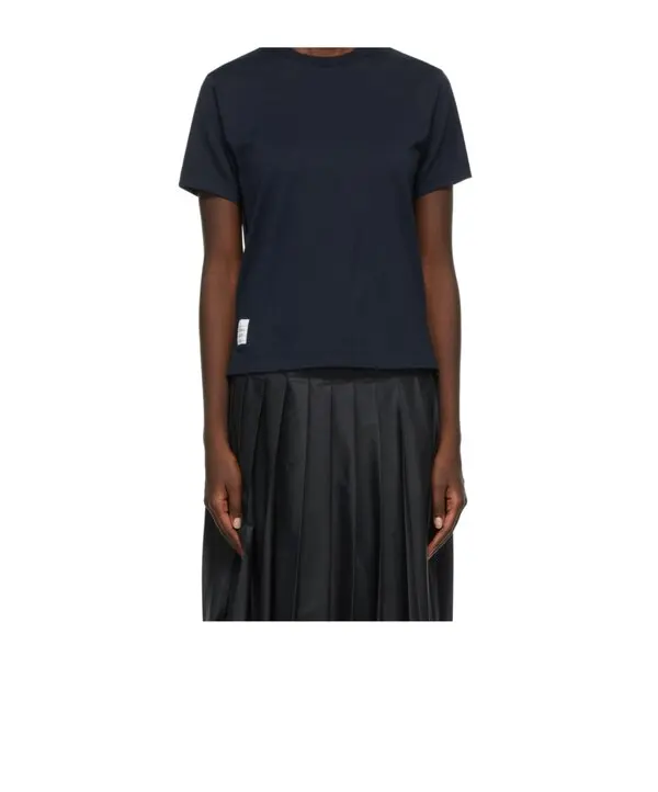 Thom Browne Crewneck T-shirt With Logo Label - No