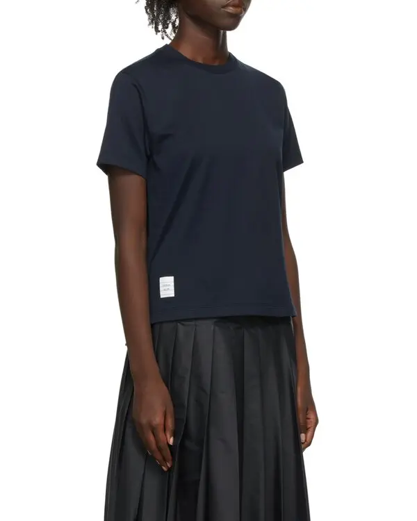 Thom Browne Crewneck T-shirt With Logo Label - No