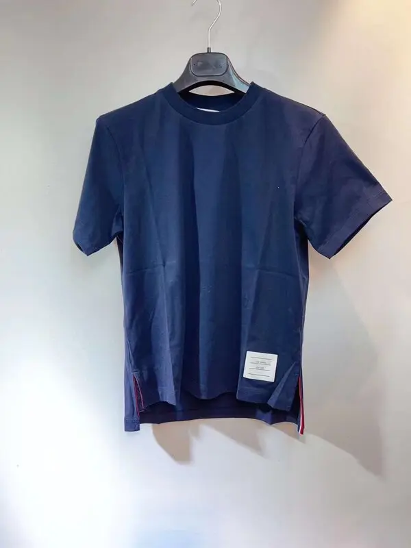 Thom Browne Crewneck T-shirt With Logo Label - No