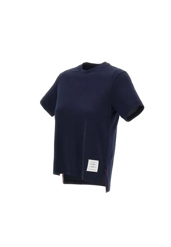 Thom Browne Crewneck T-shirt With Logo Label - No