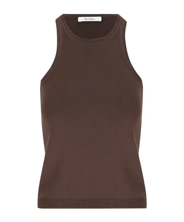 Max Mara Ribbed Round Neck Sleeveless Tank Top
