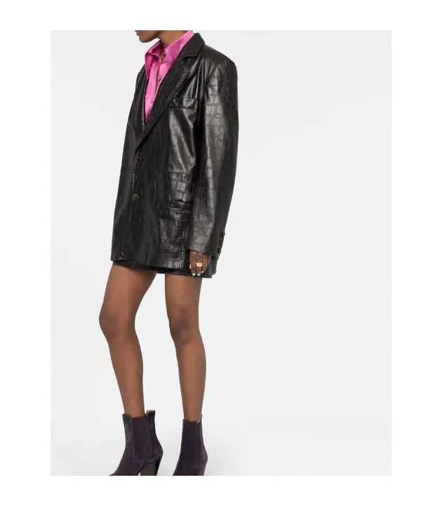 Alessandra Rich Crocodile-effect Single-breasted Blazer