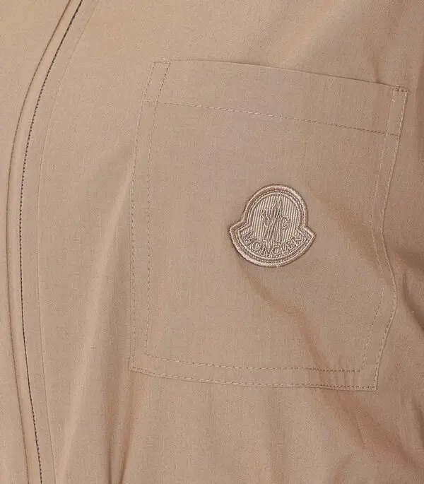 Moncler Logo Patch Zipped Shirt Jacket - Beige