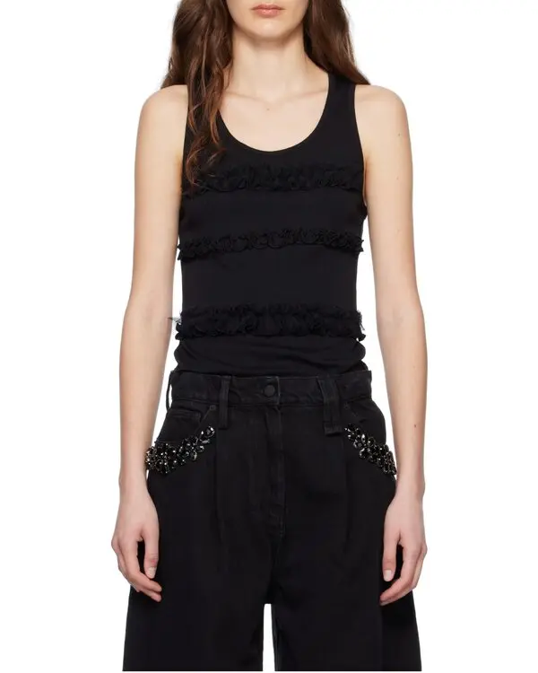 Simone Rocha Ruffled Sleeveless Crewneck Tank - Black